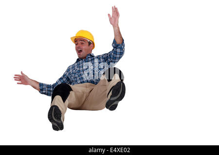 A falling construction worker Stock Photo - Alamy