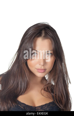 20-year-old Latin brunette woman undergoes EEG electroencephalogram neurological examination ...