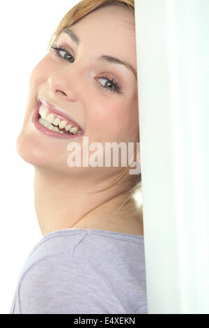 Photo portrait pretty girl serious wearing printed shirt glasses ...