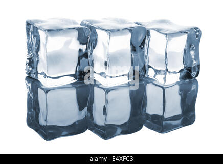 three ice cubes on white background Stock Photo - Alamy