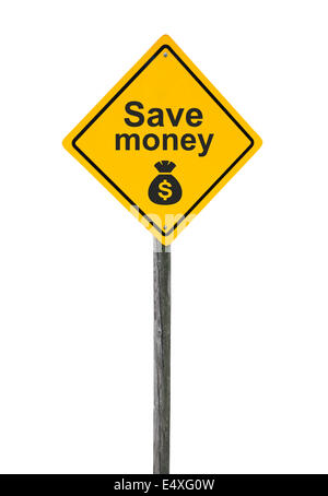 Save your money road sign Stock Photo - Alamy
