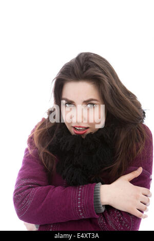 Frozen beautiful woman in winter clothing outdoors Stock Photo - Alamy