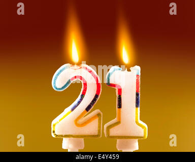 21 Happy Birthday. Cake with candle Stock Photo - Alamy