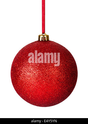 Single Christmas Bauble and gold Ribbon Stock Photo - Alamy