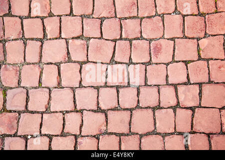 Brick surface red block paving on a sidewalk for design decoration ...