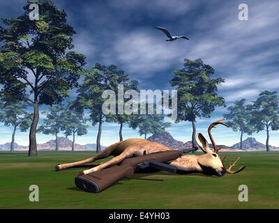 Hunting scene - 3D render Stock Photo - Alamy