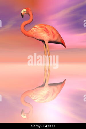 Flamingo reflection - 3D render Stock Photo - Alamy