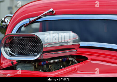 Custom metal hot rod intake air blower, looking like a face Stock Photo ...