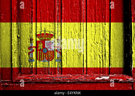 flag of Spain painted on wooden frame Stock Photo - Alamy