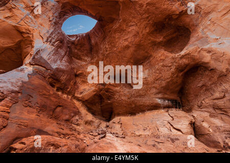 Monument Valley eye. Sandstone formation in Monument Valley which looks ...