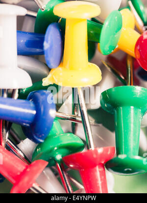 Close up shot of plastic push pins Stock Photo - Alamy
