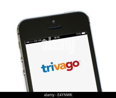 Trivago app, the hotel price comparison tool, on an Apple iPhone 5S, UK ...