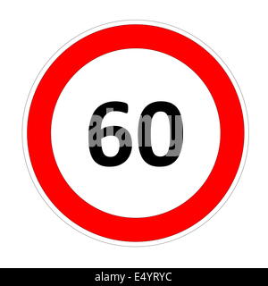 Speed limit traffic sign 60 Stock Photo - Alamy
