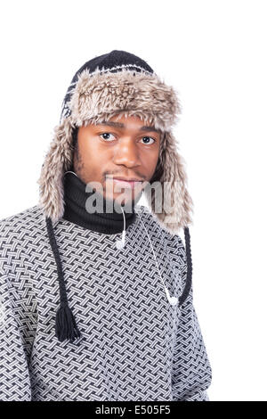 Happy man shivering and feeling cold at beach Stock Photo - Alamy