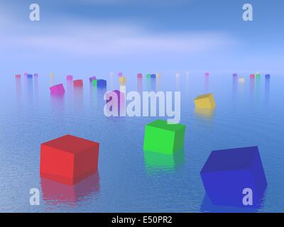 3d colourful cubes floating Stock Photo - Alamy