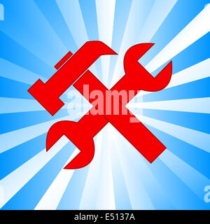 Wrench icon isolated on glossy orange round button abstract ...