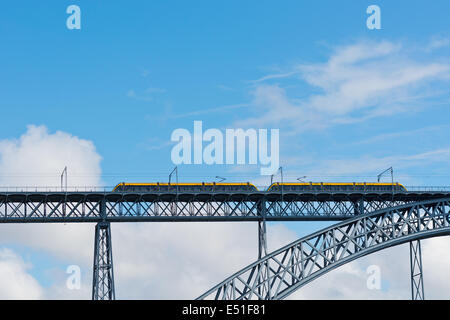 Transport infrastructure railway bridge & fast passenger train crossing ...