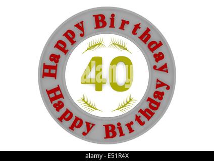 round happy birthday button with age Stock Photo - Alamy