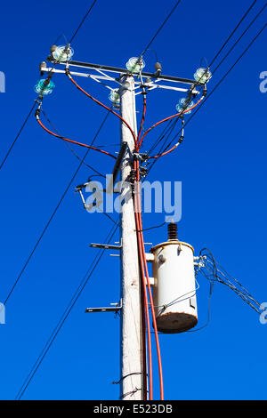 Electrical post with wires Stock Photo - Alamy