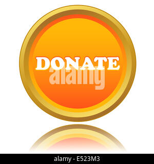 Donate icon. Gold glossy Donate symbol isolated on white concrete ...