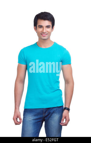 young indian man Standing isolated over white background Stock Photo ...