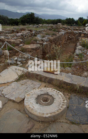 Ancient offering table at the Minoan Malia ruins archaeological site ...
