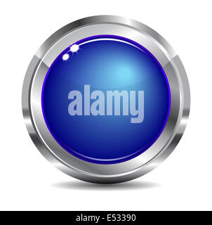 Blue metallic icon. Internet button on white background Stock Photo - Alamy
