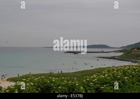 Shiokaze Cobalt blue beach,Tsunoshima,Shimonoseki,Yamaguchi,Japan Stock ...