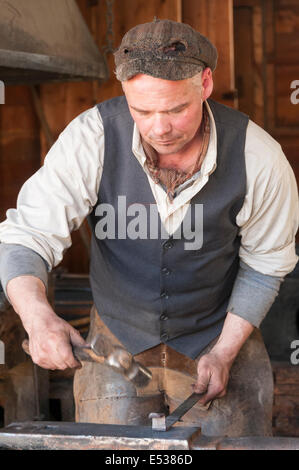 Blacksmith working, gold mining town of Ballarat, museum town, Victoria ...