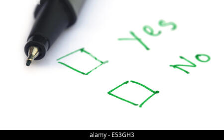 A Yes No checkbox with green yes box checked Stock Photo - Alamy