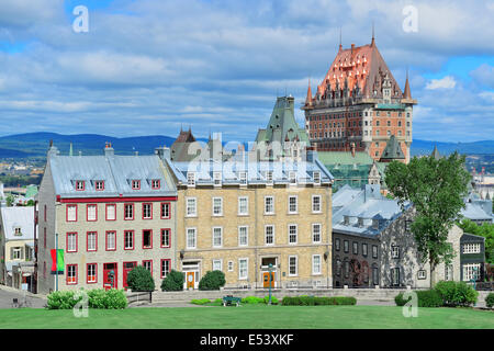 Quebec City cityscape panorama with cloud, blue sky and historical ...