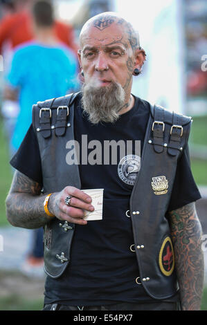 Narva, Estonia. 20th July, 2014. People participate in the international festival "Narva Bike ...