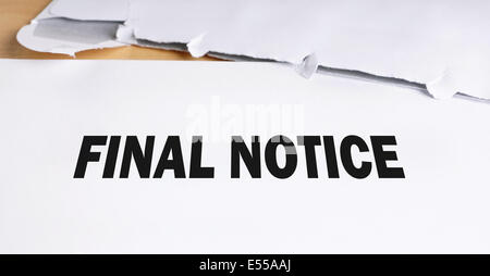 Final reminder notice of overdue debt Stock Photo - Alamy