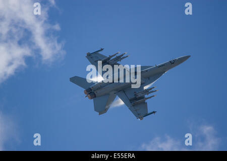 The Boeing F/A-18 E/F Super Hornet was displayed at the 2014 ...