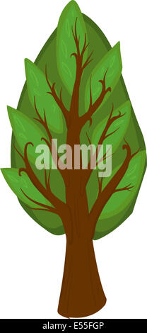 Illustration of a cartoon deciduous tree with light and dark leaves ...