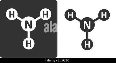 Ammonia (NH3) molecule, chemical structure. Atoms are represented as ...