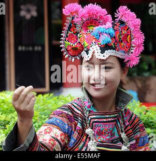 Chuxiong, China's Yunnan Province. 21st July, 2014. Villagers of the Yi ...