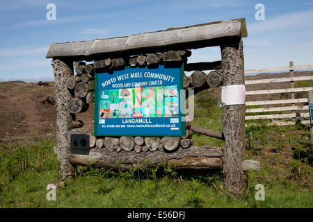 Signboard display North West Mull Community woodland Isle of Mull ...