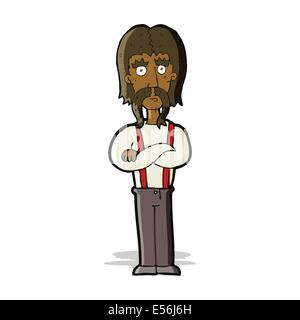 cartoon long mustache man with folded arms with speech bubble Stock ...