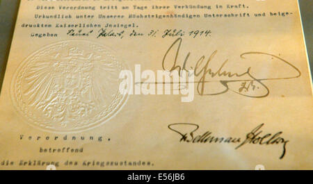 Potsdam, Germany. 22nd July, 2014. The declaration to mobilize troops ...