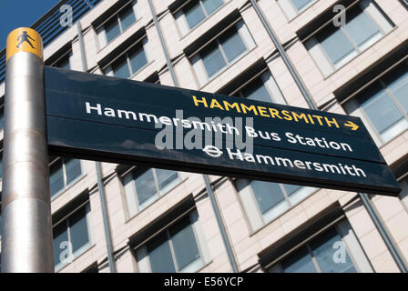 signpost giving directions in hammersmith, west london, england Stock ...