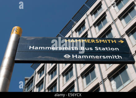 signpost giving directions in hammersmith, west london, england Stock ...