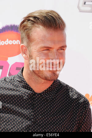 Former English Soccer player David Beckham interacting with fans at an ...