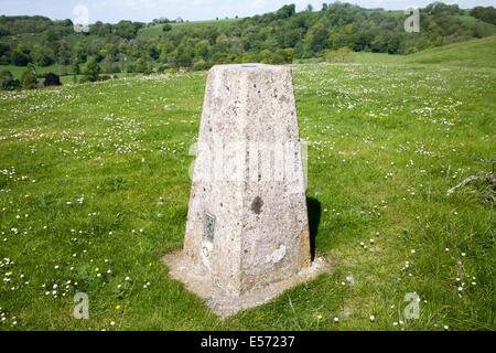 The trig point (triangulation pillar) on Garway Hill, Herefordshire ...