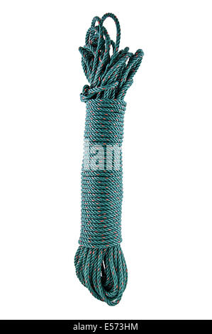 Green nylon rope isolated on white background Stock Photo - Alamy