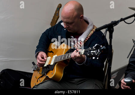 Lyndon Anderson and his guitarist performing at the Mardi Gras, part of ...