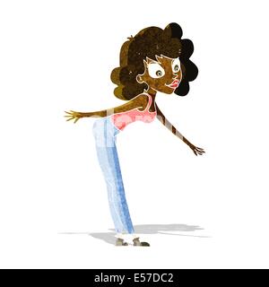 cartoon woman reaching to pick something up with speech bubble Stock ...