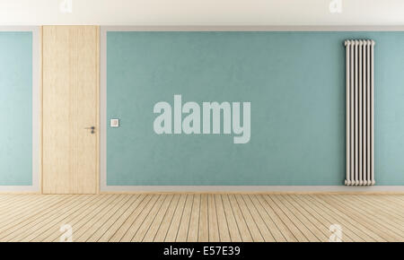 Modern empty room with vertical wooden slats. 3d illustration render ...