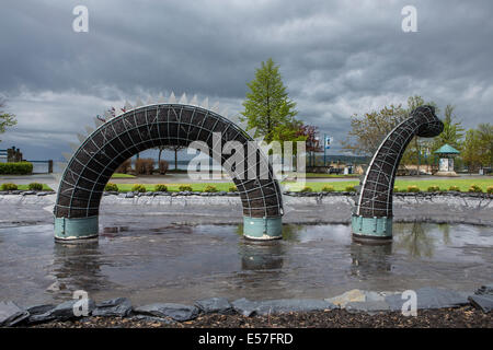An artwork representing Memphre is pictured in front of Lac ...