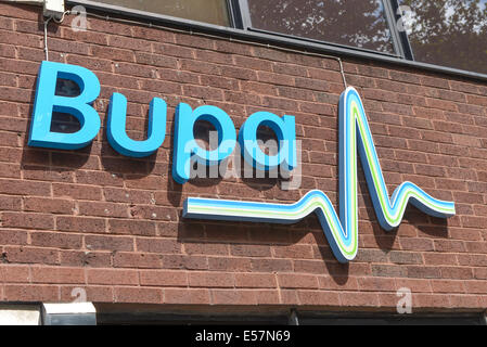 Bupa sign above health advice centre Kings Cross, Gray's Inn Road ...